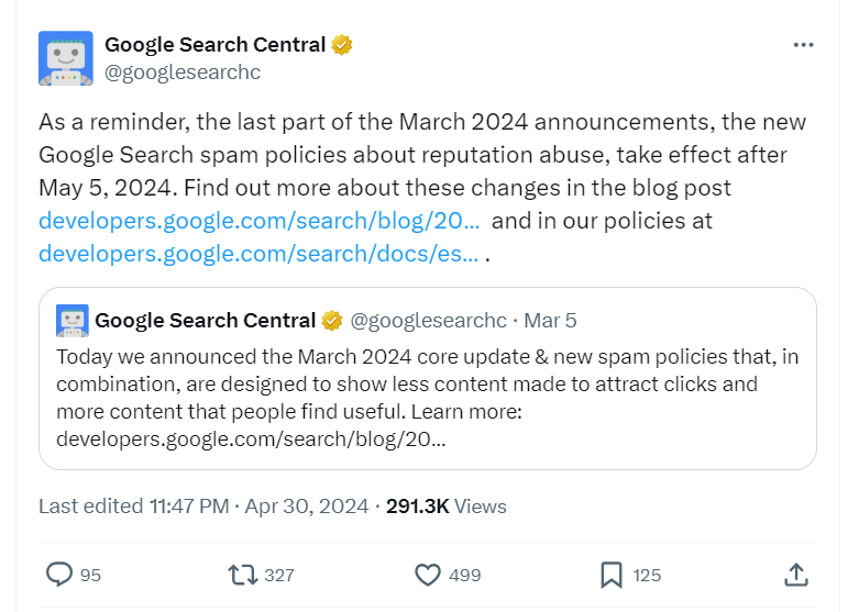 Google's Site Reputation Abuse Policy Begins Enforcement